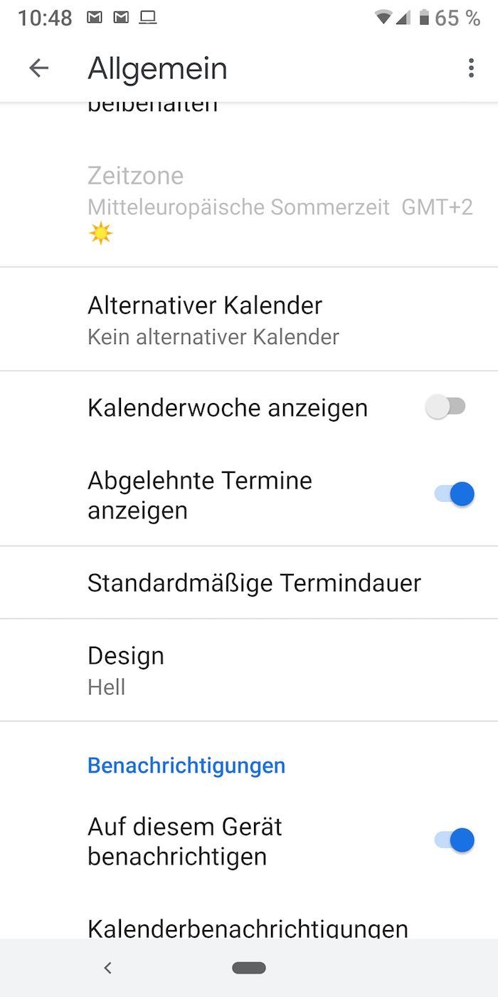 Google Kalender mit aktiviertem Dark Mode | Android-User.de