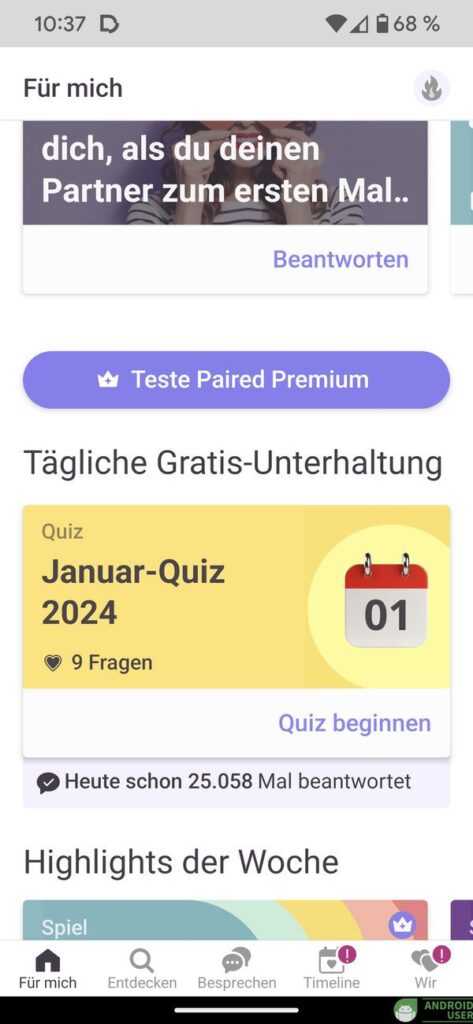 Apps für Paare - Die App Paired nur 5 Minuten am Tag nutzen