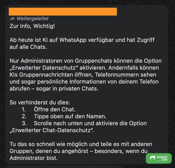 WhatsApp - Erweiterter Chat Datenschutz, Kettenbrief | Android User