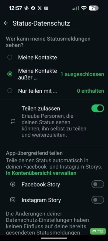 WhatsApp - Statusmeldung - Teilen zulassen - So gehts | Android User